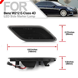 nsautolighting LED White Side Marker Lights Side Indicator Lamps for 2010-2013 Be'nz W212 E-Class 4D Sedan Wagons Smoked Lens White LED Front Bumper Side Marker Light Replace OEM Sidemarker Lamps