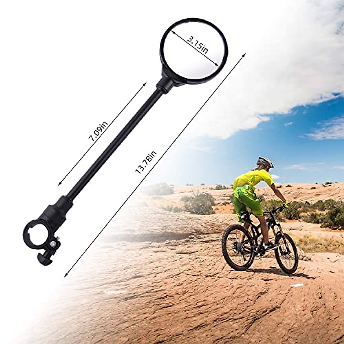 2 PCS Bike Mirror, Adjustable Rotatable Rear View Convex Mirror Bicycle Mirrors Handlebars for Mtb, Outdoors, Cycling