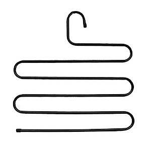 Honghong S Shape Clothes Hanger Multilayer Mental Clothing Rack Holder for Pants Neckties Scarves Wardrobe Organizer (Black)