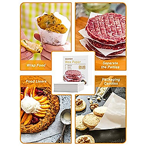 SMARTAKE 6 x 6 Inches Wax Paper, 1000 Pcs Non-Stick Hamburger Patty Paper, Square Sandwich Separators Wrap Paper, for Lunch, Restaurants, Barbecues, Picnics, Parties, Barbecue, White