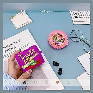 [2Pack] for Beats Studio Buds 2021 Case Cover, Cute Cartoon Silicone Protective Skin for 2021 Beats Studio Buds Case with Keychain for Girls Boys Kids Women Men (Purple Potato Chips+Bubble Gum)
