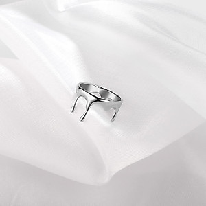 Joliernelle Dripping Ring for Women Silver Stainless Steel Minimalist Statement Band Ring Size 7