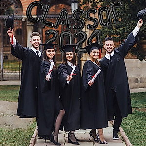 Graduation Decorations Class of 2024, 16 Inch Black Class of 2024 Banner Balloons for 2024 Graduation Party Decorations, Class of 2024 Decorations, Congrats Graduation Yard Sign 2024 Backdrop