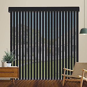 Cordless Blackout Vertical Blinds, Black Custom 3.5 Inches Slat Fabric Window Blinds, Vertical Shades UV Protection Super Large Size to 104" W for Large Windows, Sliding Doors and Patio Doors