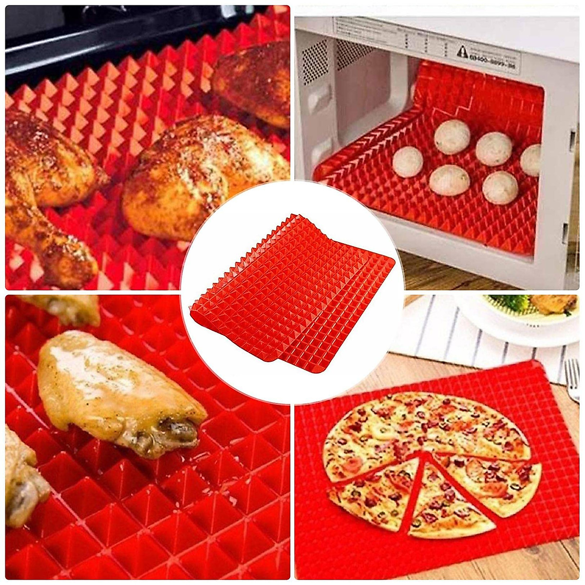 Utoimkio Non-Stick Silicone Baking Mat, Sheets Cooking Pan Tray Oven 15'' x 10'' Large Healthy Fat Reducing Sheet for Grilling BBQ (2 Pack) as shown
