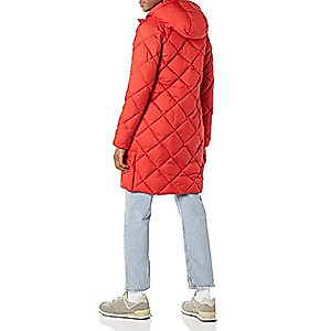 Amazon Essentials Women's Heavyweight Diamond Quilted Knee Length Puffer Coat - Discontinued Colors, Red, Medium