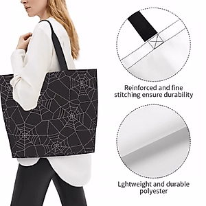 Cafl Spider Web Shoulder Bag Halloween Vector Large Reusable Eco-friendly Shopping Bags Portable Storage Handbag Convenient