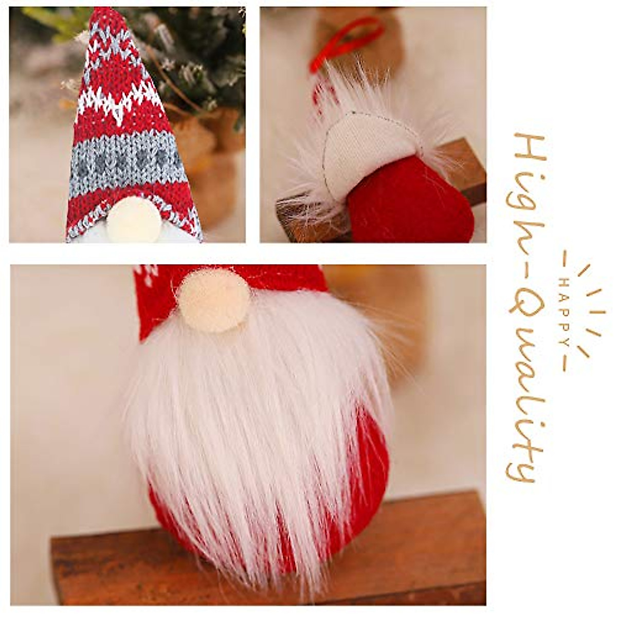 Gnomes Christmas Tree Ornaments Set of 8, Christmas Ornaments 2022 Handmade Plush Gnomes Santa Elf Hanging Home Decorations Holiday Decor