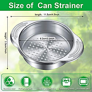 Tuna Can Strainer Stainless Steel Food Can Strainer Sieve Metal Tuna Press Lid Canning Colander Oil Drainer Tuna Can Filter for Beans Vegetables (2 Pieces)