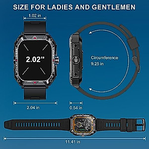 Smart Watches for Men Women with Call, Ultra Thin 2.02" HD Touch Screen, IP68 Waterproof, Fitness Tracker with Heart Rate Blood Oxygen Monitor, 40Days Long Battery for Android IOS(with 2 bands)(Black)