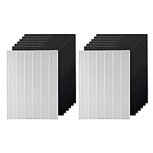 PUREBURG Replacement True HEPA Filter Set Compatible with Winix 115115, Filter A,9800 5300 6300 5300-2 6300-2 P300 C535 5000b 5000 5500 Plasma Wave WAC5300 WAC5500 WAC6300,H13 Activated carbon,2-Pack