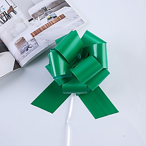 12Pcs Large Pull Bow Wrapping Pull Bow Ribbon Pull Bows for Wedding Baskets,Diameter Gift Bows, Large Bows for Presents,Wedding Birthdays Car Decoration (6IN, Green)