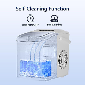 ICEVIVAL Ice Maker Countertop, 27Lbs/24H, 9Cubes in 6Mins, Self-Cleaning, Portable Ice Maker Machine with Handle, Ice Scoop, and Basket for Home, Kitchen, Party, Bar, Office