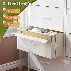 EnHomee White Dresser,Dresser for Bedroom with 16 Drawers, Tall Dressers & Chests of Drawers with Wood Top, Metal Frame,Tall Dressers for Girls Bedroom,Living Room,Hallway,Closet