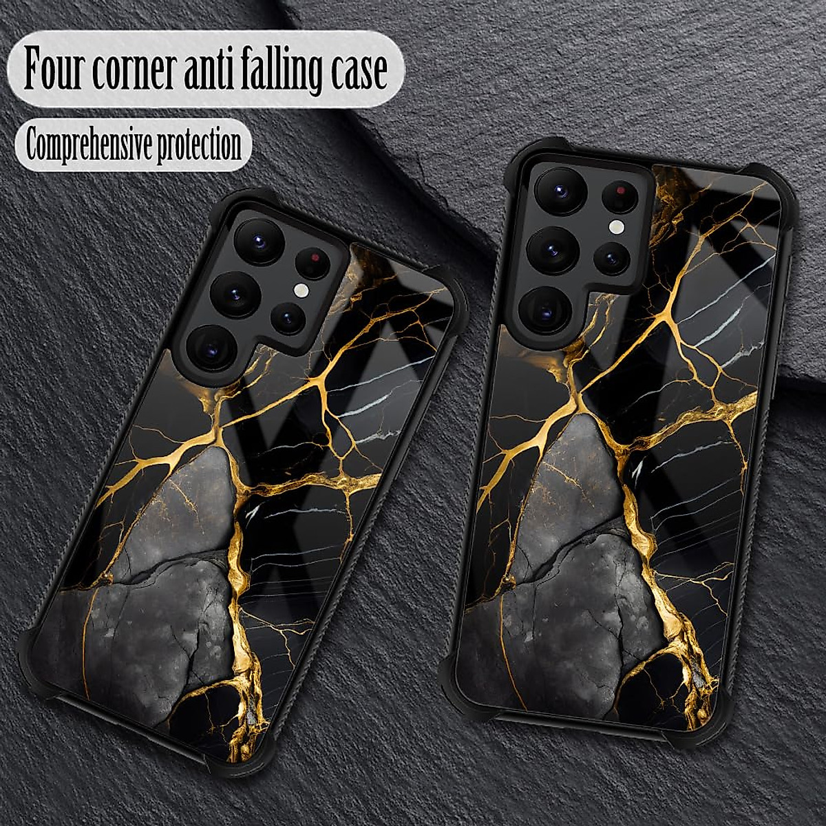 TnXee Case Compatible with Samsung Galaxy S23 Ultra,Black Gold Marble Galaxy S23 Ultra Cases for Boys,Shockproof Non-Slip Soft TPU Case Compatible with Samsung Galaxy S23 Ultra 6.8-inch