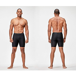 DEVOPS Men's Compression Shorts Underwear (3 Pack) (Large, Black/Charcoal/Navy)