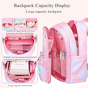 Girls Backpack, Kids Backpacks for Girls, Cute Gradient Kids Bookbags with Compartments Elementary School Bag for Teens