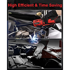 AVID POWER 3/8" Extended Cordless Electric Ratchet Wrench, 60N.m(44.2 Ft-lbs) 12V Power Ratchet Wrench Kit, Variable Speed Trigger, 10 Sockets & 2.0Ah Li-Ion Battery