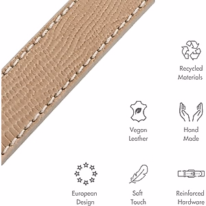 Nina Woof Milan Vegan Leather Dog Leash, 4ft Padded Slim Dog Lead, Vegan Crocodile Leather, Dog Leash for Small Dogs, Lightweight Dog Leashes for Medium Dogs, Thin Dog Leash, Beige