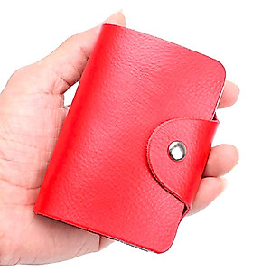 K Y KANGYUN Unisex Small Leather Credit Card Holder - 2 Pack (Redk&Brown)…