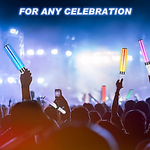 Lewtemi 3 Pcs Reusable Light Sticks 15 Color 2 Lighting Modes Lightsticks Multicolor LED Glow Sticks Flashing Bright Light Sticks for Concert Glow in the Dark Party Favor Supplies