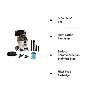 16 Gallon Stainless Steel Wet/Dry Vac With Cart