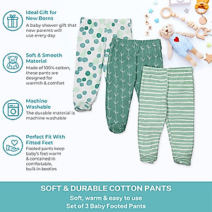 Spasilk 3 Pack Cotton Footed Pants for Baby Boy and Baby Girl — Baby Clothes Unisex — Newborn Baby Pants
