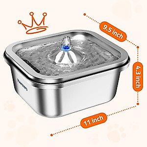 Cat Water Fountain Stainless Steel: 4L/140oz Pet Fountain Water Bowl Indoor, Automatic Dog Drinking Dispenser, Cat Feeding Watering Supplies, Metal Kitty Waterer Fountain, 6 Replacement Filters