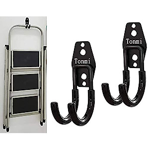 2Pcs Telescoping Wall Mount Ladder Hooks, Folding Step Stool Wall Mount Hooks, Household Engineering Ladder Hanger, Telescoping Ladder Hanger, for Garage or Shed Display & Storage Ladder Tool