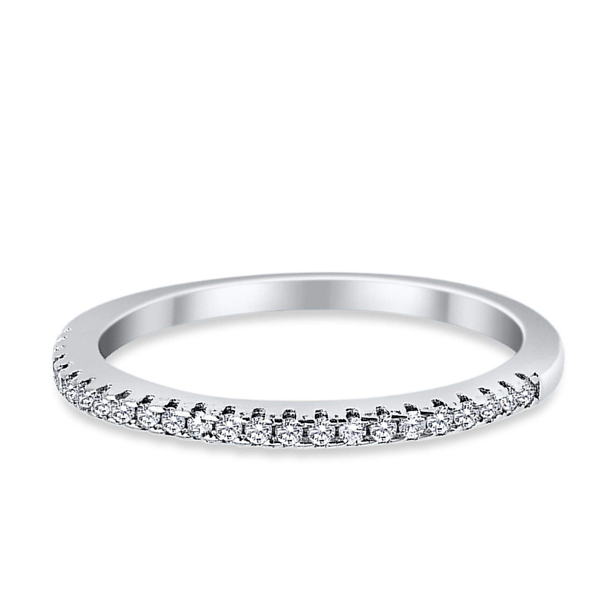 Blue Apple Co. Simulated Cubic Zirconia Size-7 Full Eternity Wedding Band Ring Round CZ 925 Sterling Silver