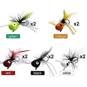 Fly Fishing Poppers, Topwater Fishing Lures Bass Crappie Bluegill Sunfish Panfish Trout Salmon Perch Steelhead Flies for Fly Fishing Bass Panfish Bluegill Trout Salmon
