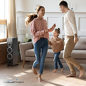 KabelDirekt – Pure Copper Stereo Audio Speaker Wire & Cable – Made in Germany – 14 AWG Gauge – 100 feet – (for HiFi Speakers and Surround Sound Systems, Pure Copper, with Polarity Markings)