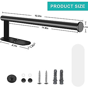 MGahyi Paper Towel Holder Wall Mount, Self Adhesive Or Drilling Under Cabinet Kitchen, 13.2 inch Stainless Steel Paper Towel Roll Rack, Towel Roll Hanger for Bathroom(Rectangle-Black)