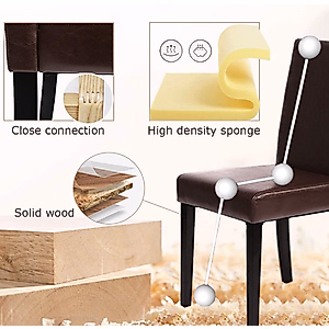 Dining Chairs Set of 4 PU Cushion Dining Room Chairs, Comfortable Parsons Chair Kitchen Chairs, Modern Industrial Upholstered Chairs Suitable for Home, Bistro Coffee Shops, Brown Furniture Urban Style