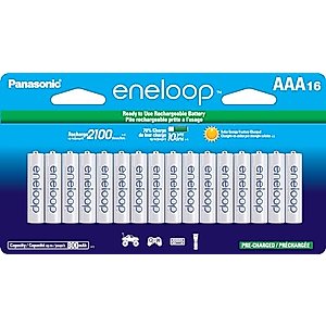 Panasonic BK-4MCCA16FA eneloop AAA 2100 Cycle Ni-MH Pre-Charged Rechargeable Batteries, 16 Pack
