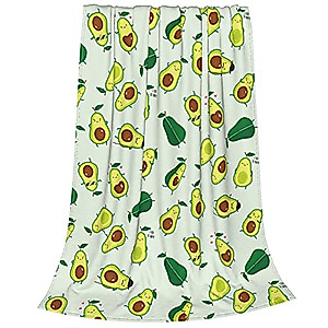 Cute Avocado Throw Blanket Warm Ultra-Soft Micro Fleece Blanket for Bed Couch Living Room Decoration