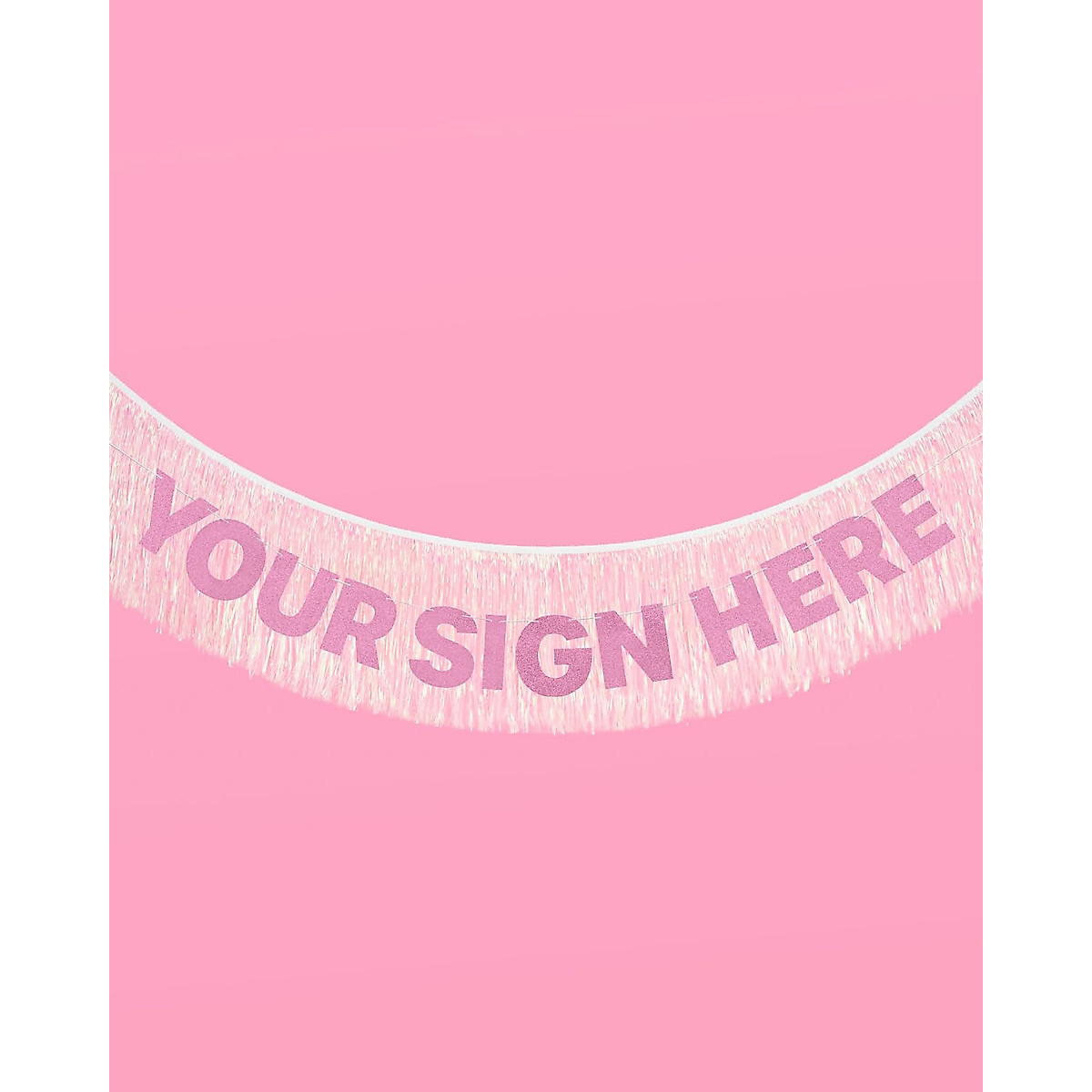 xo, Fetti White Iridescent Fringe Banner - 5 Ft. | Bachelorette Party Decorations, Birthday Party Decor, Baby Shower Supplies, Photo Booth Banner Backdrop