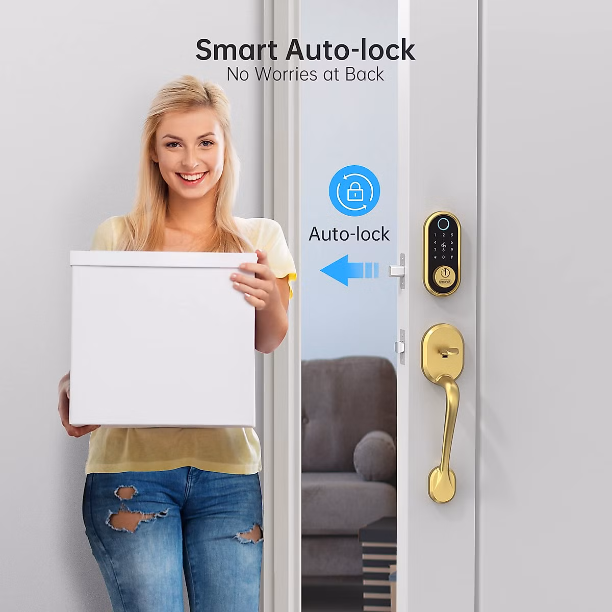 Smart Lock SMONET Bluetooth Keyless Entry Keypad Smart Deadbolt-Fingerprint Electronic Deadbolt Lock, Remote Ekeys Sharing, Easy to Install for Homes and Hotel Works with Alexa(Gateway Not Included)