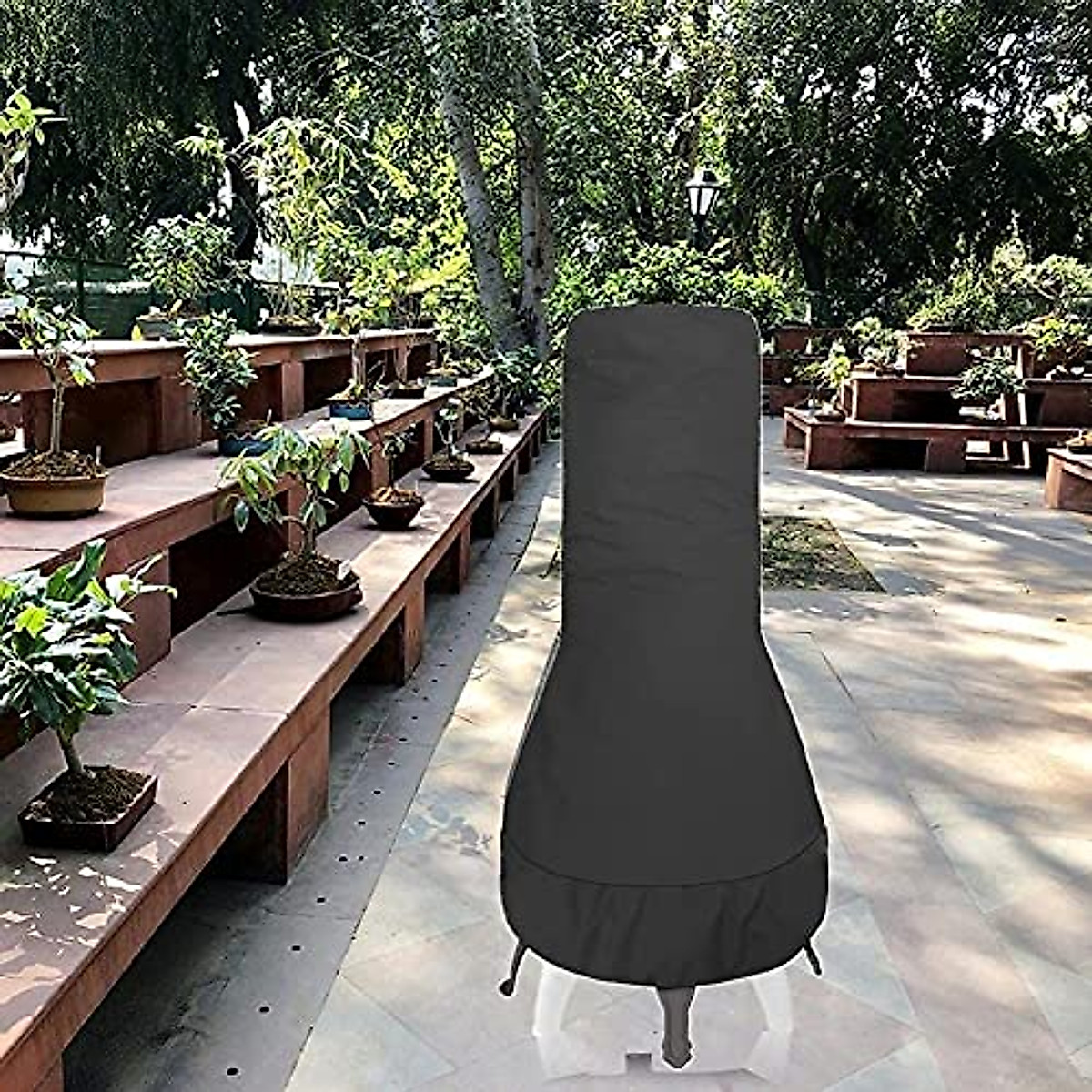 Aurragiy Chiminea Cover Patio Chiminea Cover Waterproof Durable Oxford Fabric Heavy Duty Outdoor Fire Pit Cover Garden Heater Cover for Backyard Garden Fireplace 48x48x24 Inch (Black)