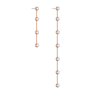 Swarovski Constella Asymmetrical Pierced Drop Earrings, Clear Crystals on a Rose-Gold Tone Finish Setting, Part of the Swarovski Constella Collection