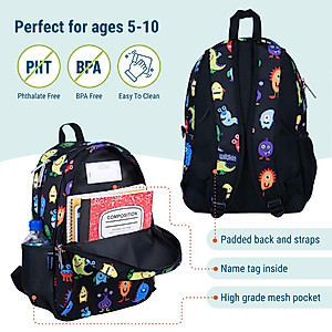 Wildkin 15 Inch Kids Backpack Bundle with Lunch Bag (Monsters)