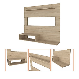 FM FURNITURE Cabos Floating Entertainment Center for TVs up to 55-inches, Light Pine