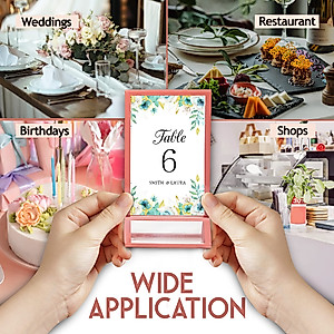 ROOM STARTERS Rose Gold 4x6 Acrylic Sign Holders (6-Pack) for Weddings & Events - Acrylic Table Number Holder, Photo Frames for Wedding Reception Table Menu Holder