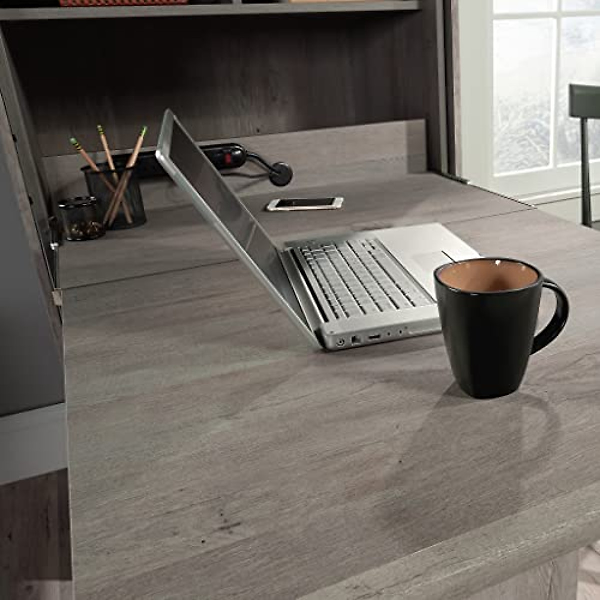 Sauder Miscellaneous Storage Craft & Sewing Armoire, L: 35.112" x W: 21.81" x H: 61.58", Mystic Oak Finish