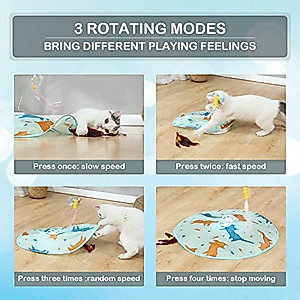 Valonii 2-in-1 Rechargeable Motion Activated Interactive Cat Toys for Indoor Cats, Long Lifetime Motor Cat Chasing Toy for Exercise/Moving Butterfly/Feather Wand Kitten Toys