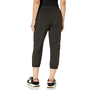 Amazon Essentials Women's Performance Stretch Woven Crop Jogger Pant, Black, Large