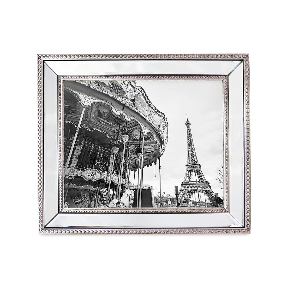 Isaac Jacobs 8x10 Champagne Mirror Bead Picture Frame - Classic Mirrored Frame with Dotted Border Made for Wall Display, Tabletop, Photo Gallery and Wall Art (8x10, Champagne)