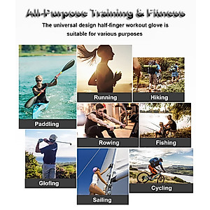 SUJAYU Fingerless Gloves, Fishing Gloves Paddling Gloves Sailing Gloves Rowing Gloves Kayak Gloves Water Gloves Sports Gloves, Fishing Gloves Men & Women (Black, L)