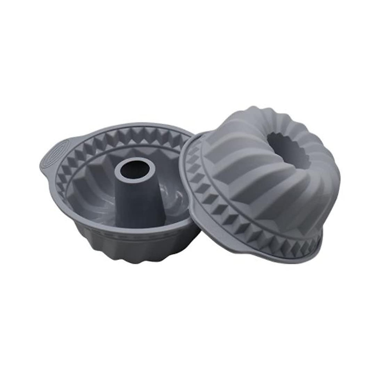 A person who loves life 10" Silicone Bundt Cake Pan, Non-Stick Silicone Bundt Pan with Handle, Home Baking DIY Cake Mold for Cake, Chocolate, Jelly, Bread, Gelatin (Nordic Grey)