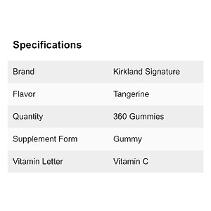 KS Vitamin C 250 mg, 180 Adult Gummies Pack of 2